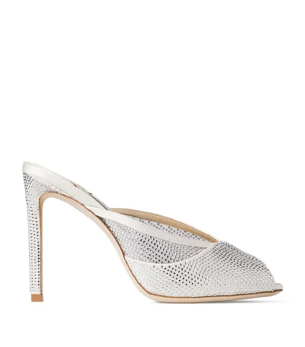 JIMMY CHOO Brigitte 100 Embellished Mules - Ivory