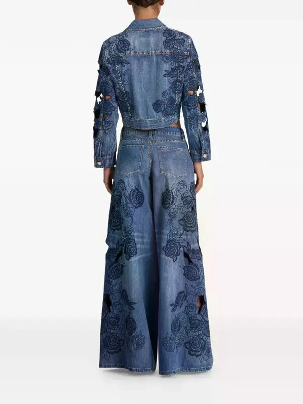 Alice + Olivia Chloe Embroidered Denim Jacket