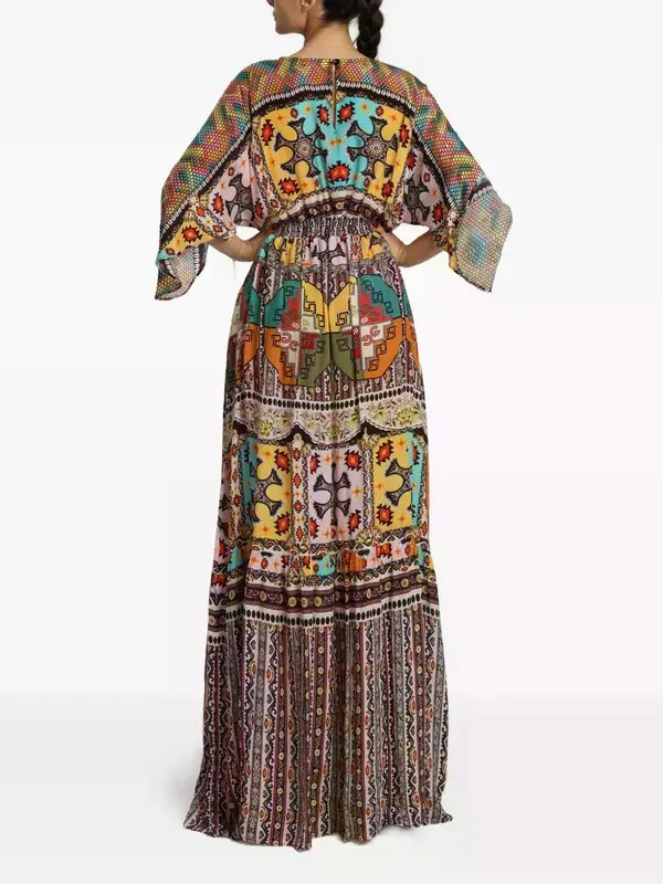 MIAU BY CLARA ROTESCU Bahamas Printed V-neck Maxi Dress