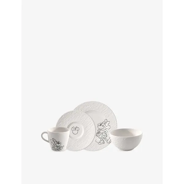 VILLEROY & BOCH Manufacture Rock Blanc Mickey Mouse 4-piece Porcelain Breakfast Set - One-color