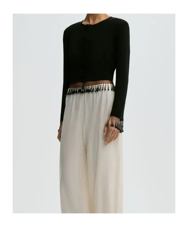 BY MALENE BIRGER Shelly Cropped Cardigan With Embellished Hem And Cuffs