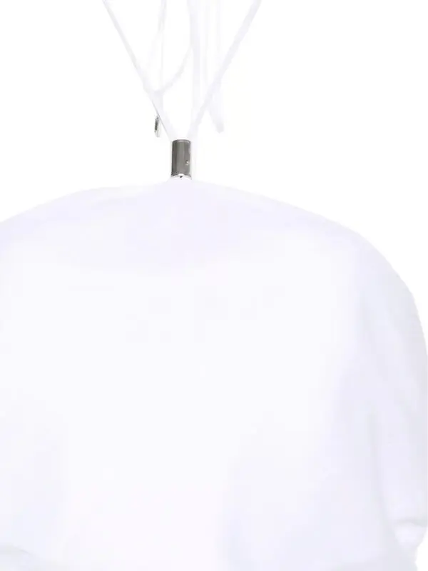 SEMICOUTURE Halter Gathered Top With Asymmetrical Hem And Pleated Details