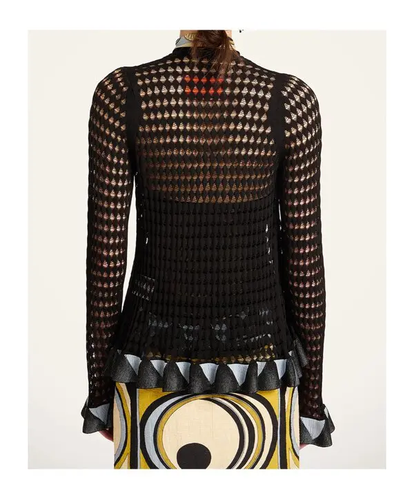 La DoubleJ Long-sleeved Knitted Cardigan With Ruffled Edges