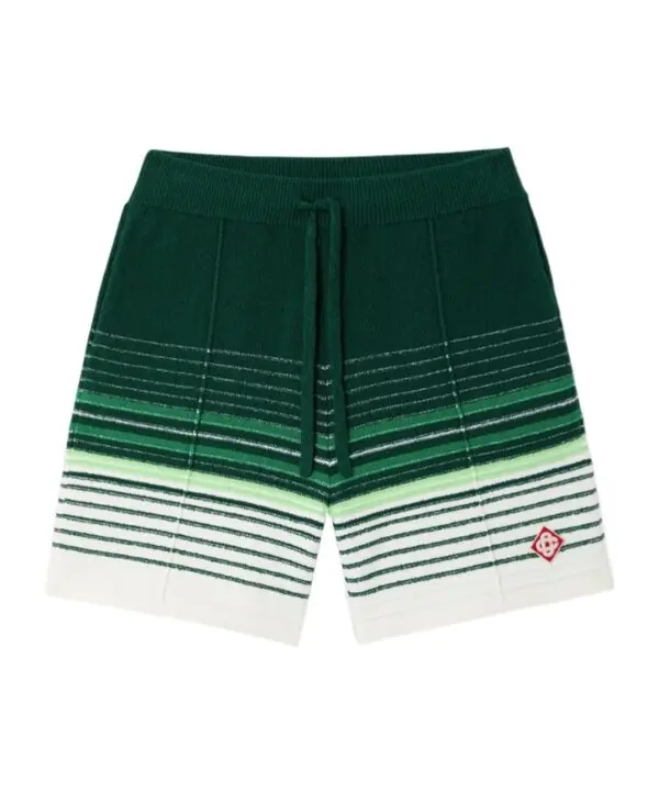 Casablanca Green & White Striped Bouclé Shorts - White/green