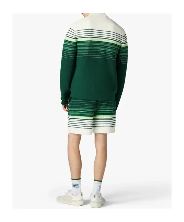 Casablanca Green & White Striped Bouclé Shorts