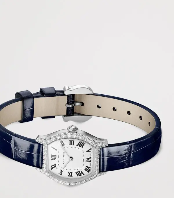 Cartier Tortue Watch With Diamonds In 18k Gold