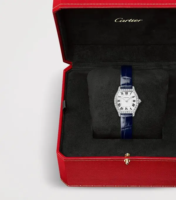 Cartier Tortue Watch With Diamonds In 18k Gold
