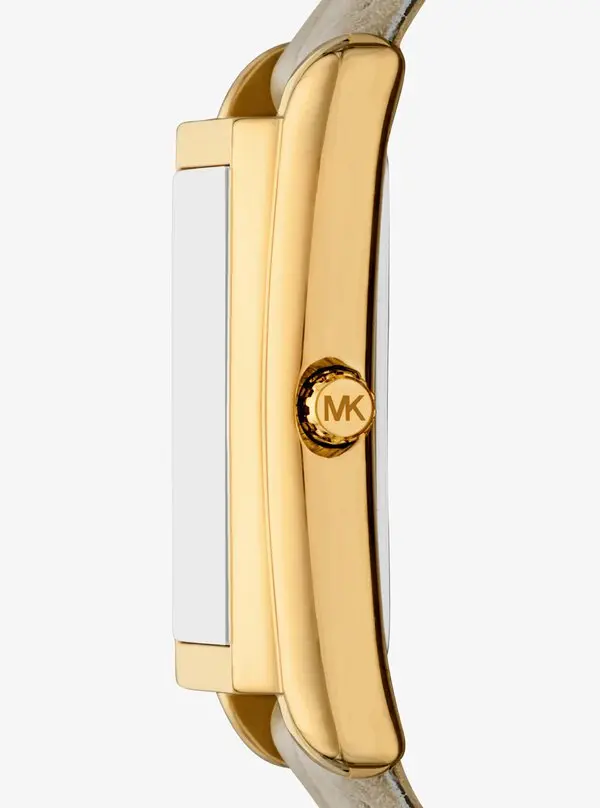 Michael Kors Essex Gold-tone And Crocodile Embossed Leather Watch - Brown
