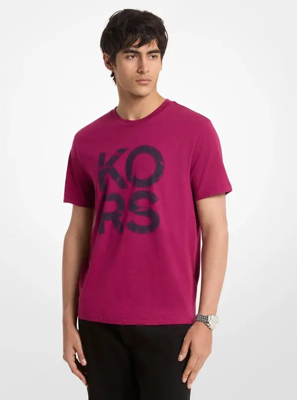 Michael Kors Floral Print Logo Cotton T-shirt In Size By