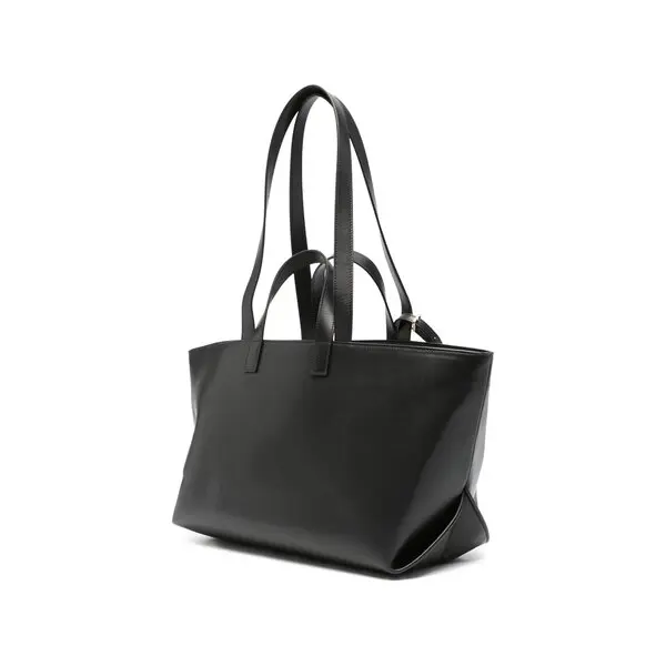 A.p.c. Leather Tote Bag With Gold-tone Logo - Black