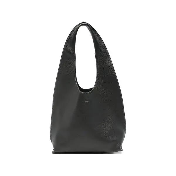 A.p.c. Textured Leather Shoulder Bag - Black