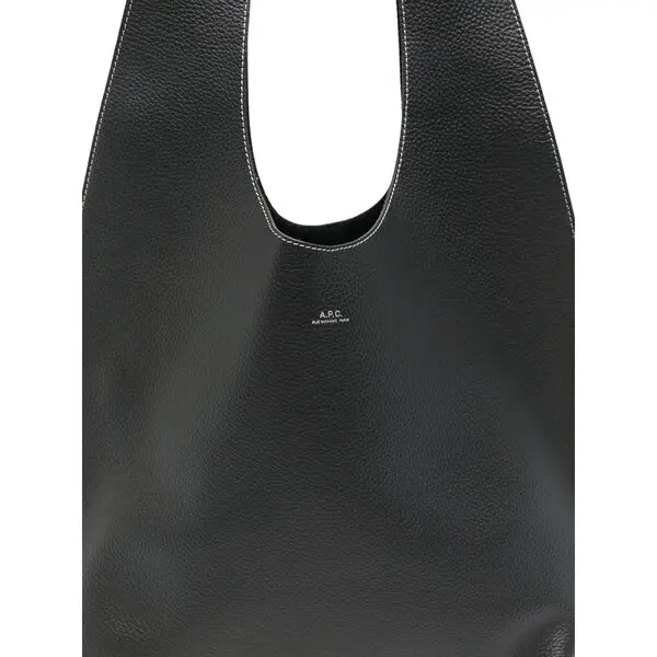 A.p.c. Textured Leather Shoulder Bag - Black