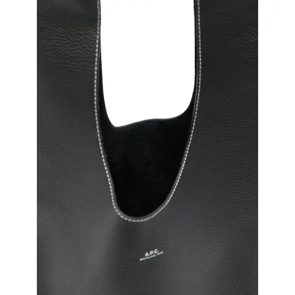 A.p.c. Textured Leather Shoulder Bag - Black