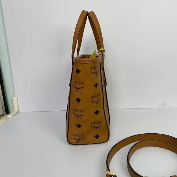 Mcm Leather Monogram Tote Bag