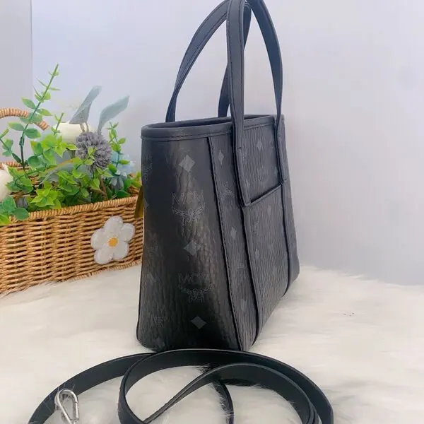 Mcm Leather Monogram Tote Bag