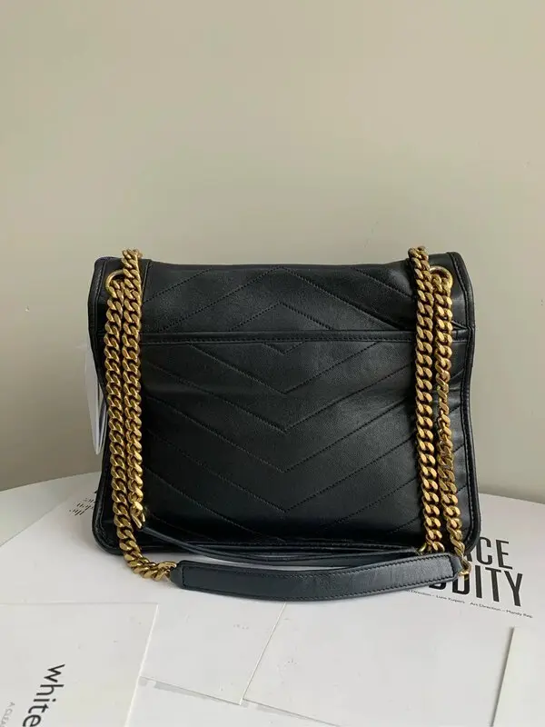 Saint Laurent Leather Shoulder Bag With Chain Strap