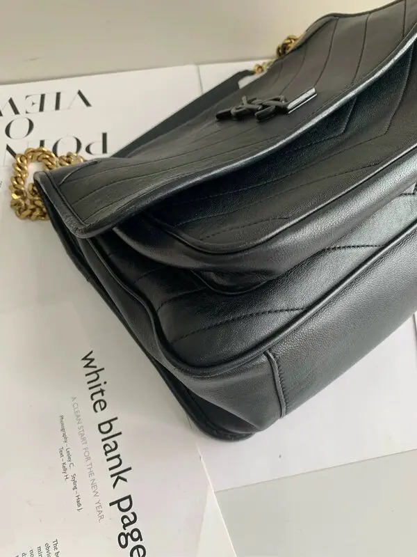 Saint Laurent Leather Shoulder Bag With Chain Strap