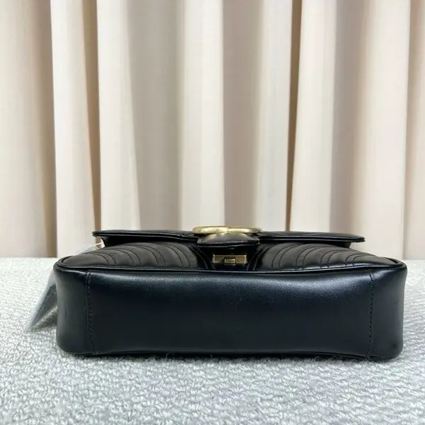 Gucci Black Leather Gg Marmont Heart Shoulder Bag