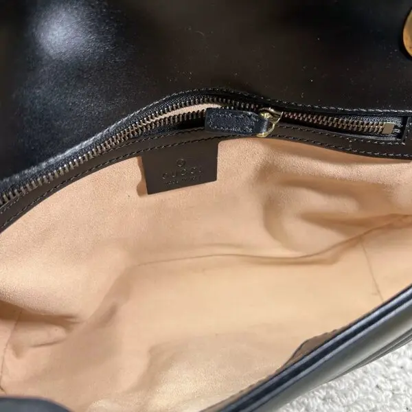 Gucci Black Leather Gg Marmont Heart Shoulder Bag