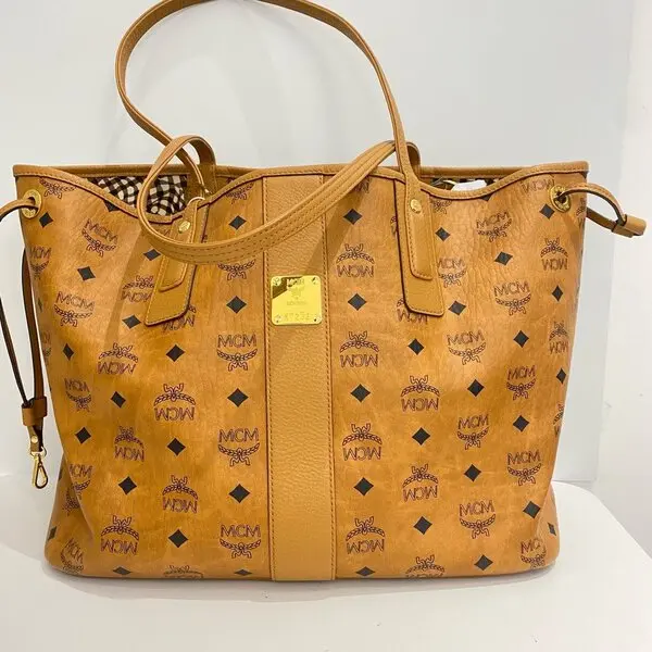 Mcm Leather Monogram Tote Bag
