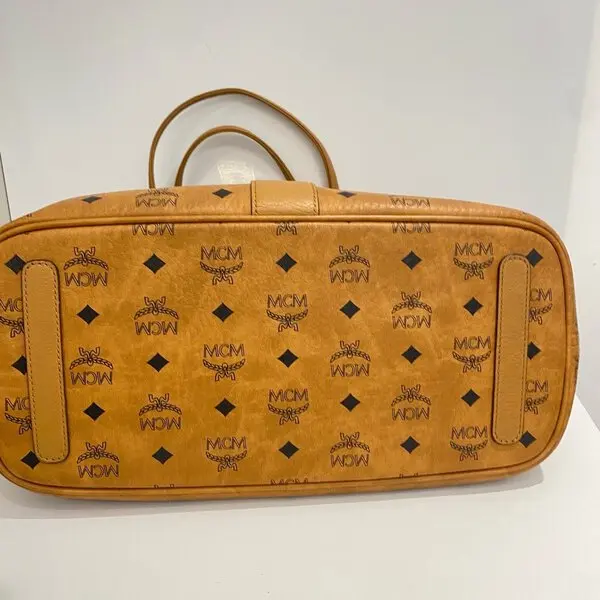 Mcm Leather Monogram Tote Bag