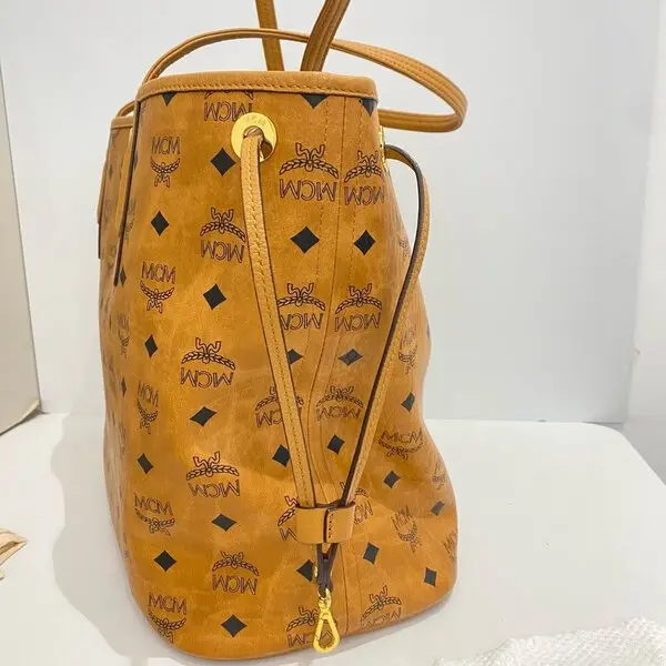 Mcm Leather Monogram Tote Bag