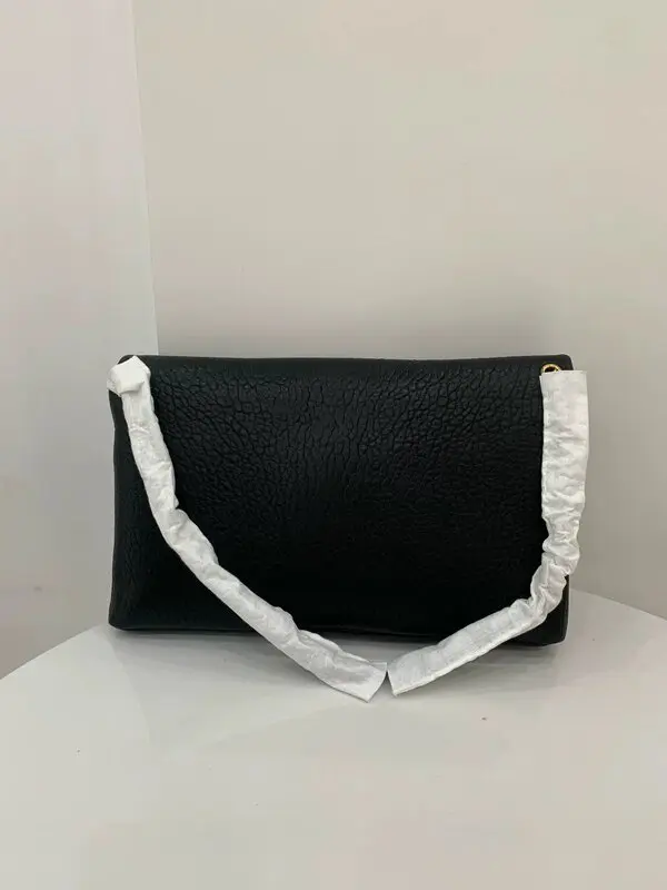 Saint Laurent Leather Clutch With Gold Tone Logo