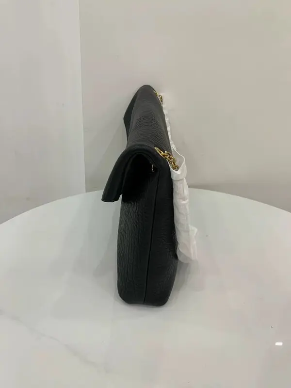 Saint Laurent Leather Clutch With Gold Tone Logo