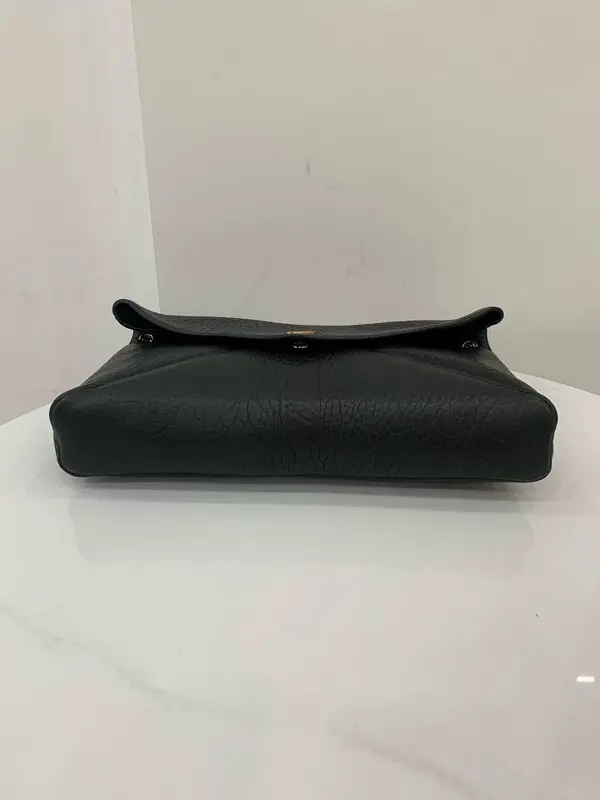 Saint Laurent Leather Clutch With Gold Tone Logo