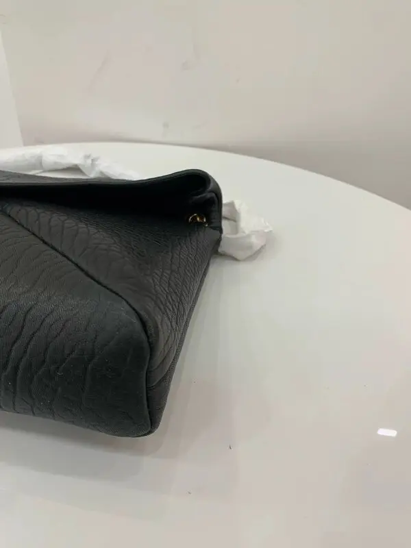 Saint Laurent Leather Clutch With Gold Tone Logo