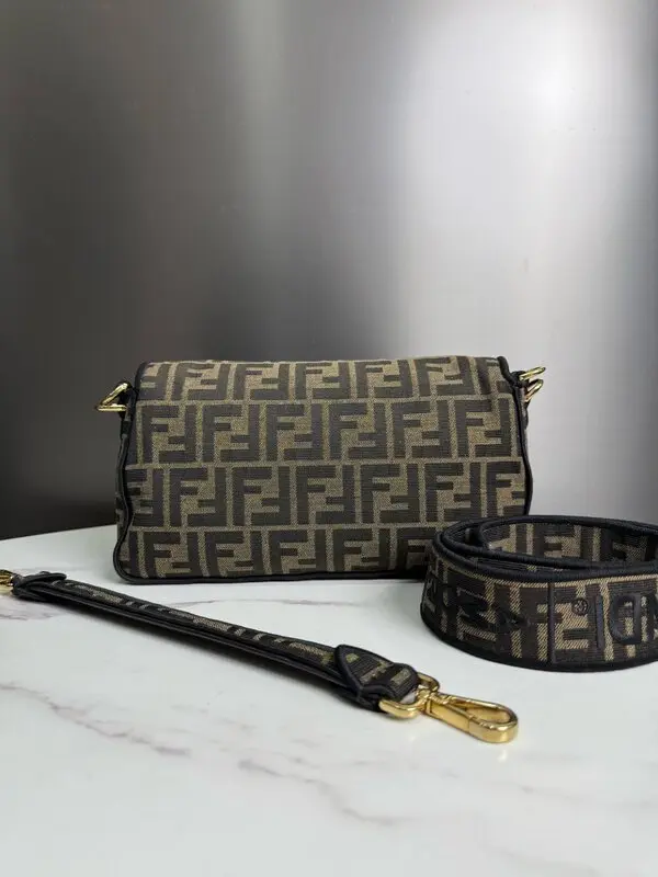 Fendi Monogrammed Leather Baguette Bag