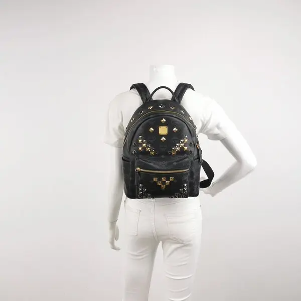 Mcm Leather Backpack With Stud Embellishments