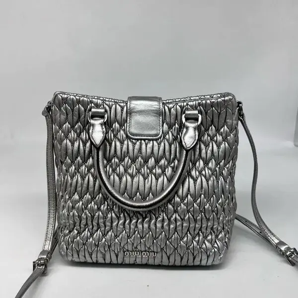 Miu Miu Silver Leather Bag