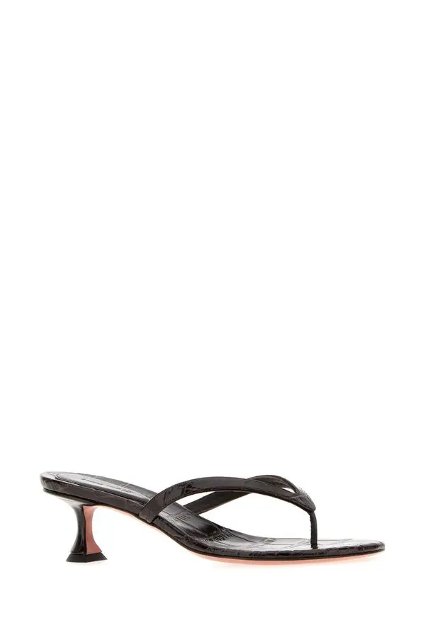 Amina Muaddi Leather Thong Mules