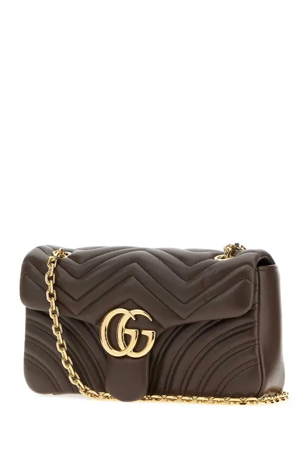 Gucci Medium Gg Marmont Shoulder Bag In Nappa Leather - Brown