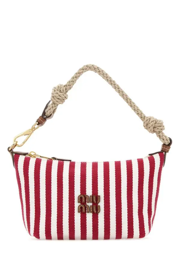 Miu Miu Embroidered Canvas Shoulder Bag - Multicolor