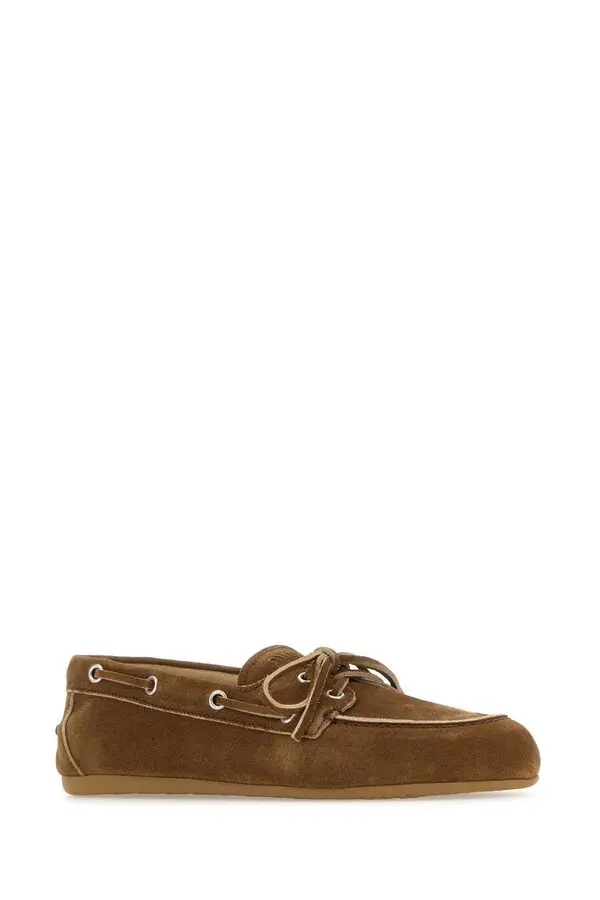 Miu Miu Camel Suede Loafers - Brown