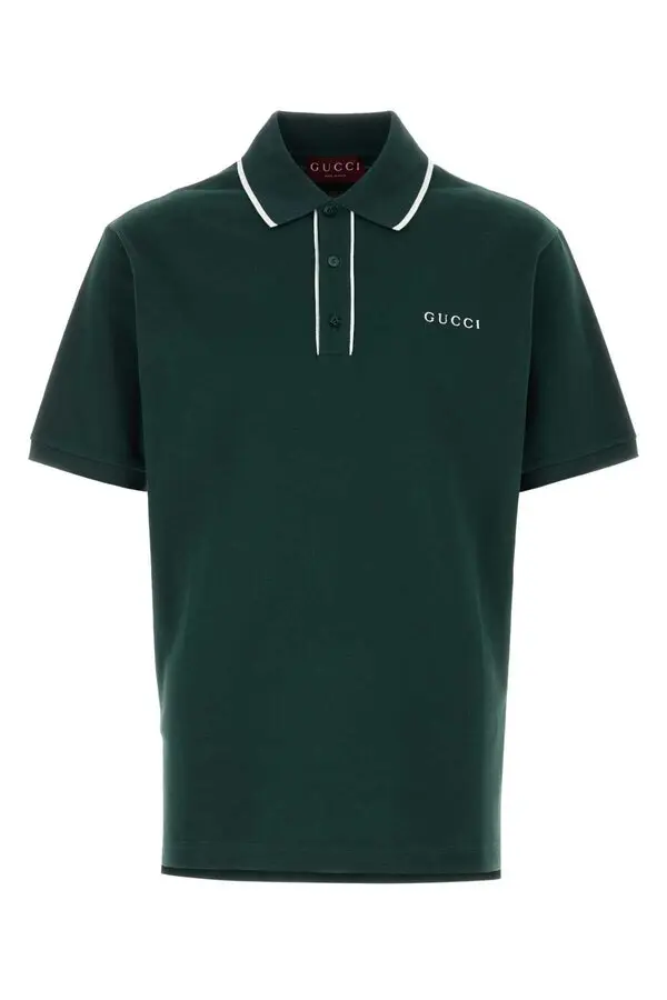 Gucci Bottle Stretch Piquet Polo Shirt - Green