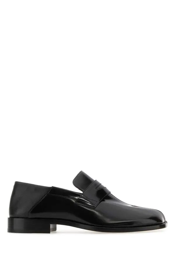 MAISON MARGIELA Black Leather Tabi Loafers - Multicolor