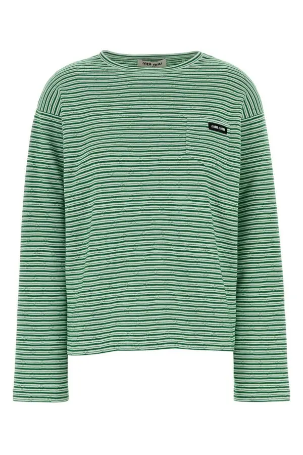 Miu Miu Embroidered Cotton Blend Oversize T-shirt - Multicolor