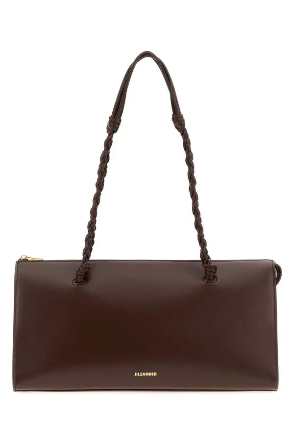 JIL SANDER Chocolate Leather Tangle Tent Shoulder Bag - Brown