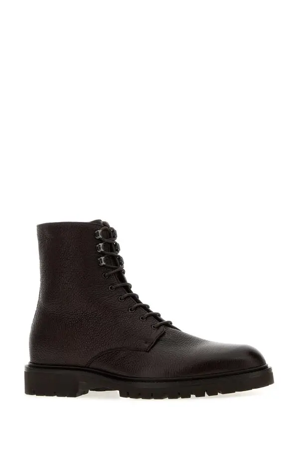 Brunello Cucinelli Chocolate Leather Lace-up Ankle Boots - Brown