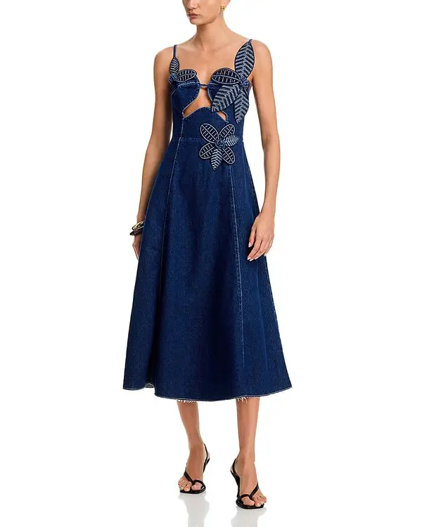 Farm Rio Cotton Flower Dress - Denim