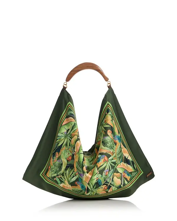 Farm Rio Satin Scarf Medium Bag - Parrots