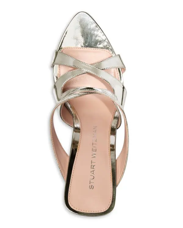 STUART WEITZMAN Rubie 85 Slide Sandals - Silver