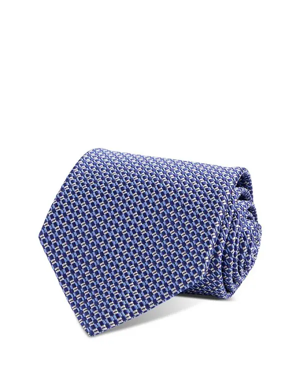 David Donahue Silk Classic Geometric Tie - Navy