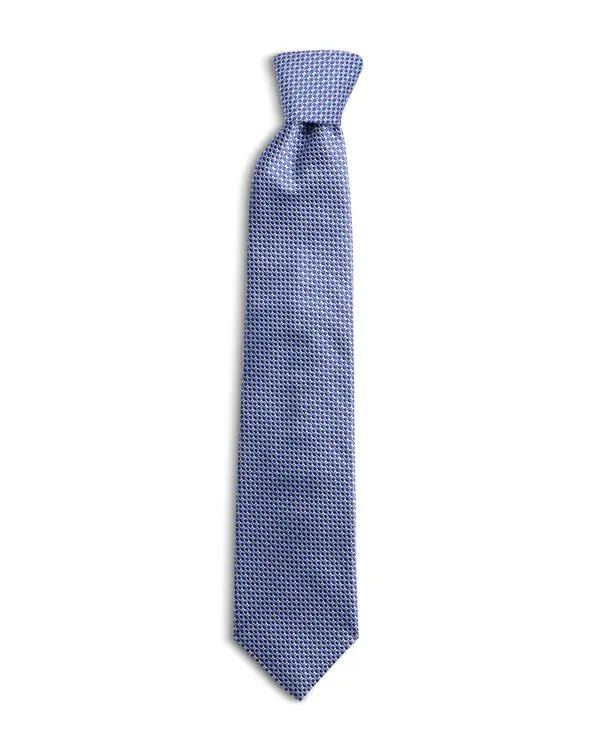 David Donahue Silk Geometric Neck Tie - Navy