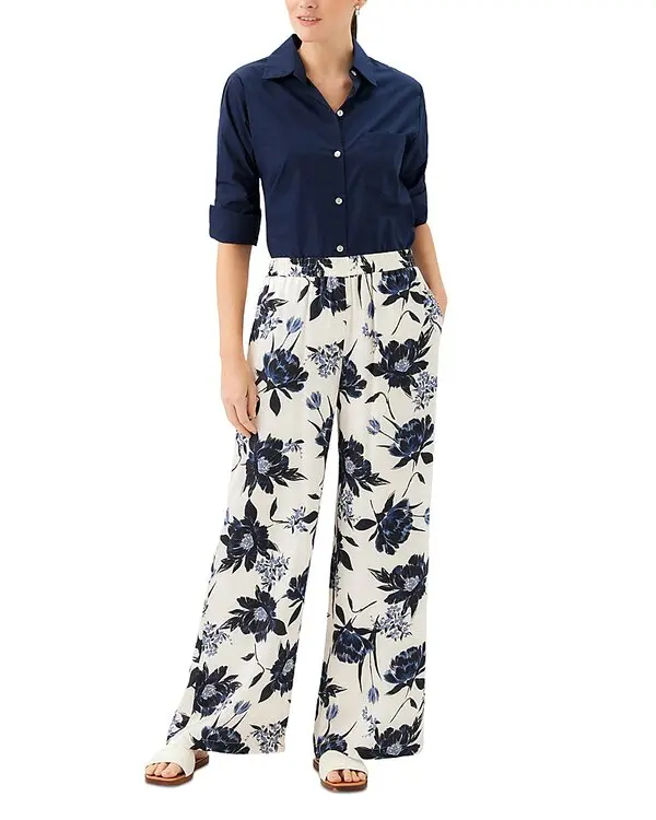 Karen Kane Floral Satin Wide Leg Pants - Print