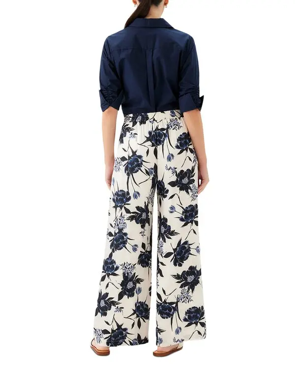 Karen Kane Floral Satin Wide Leg Pants