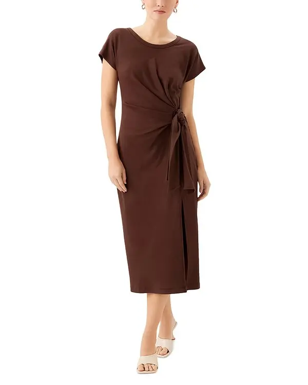 Fifteen Twenty Marisa Side Knot Midi Dress - Brown